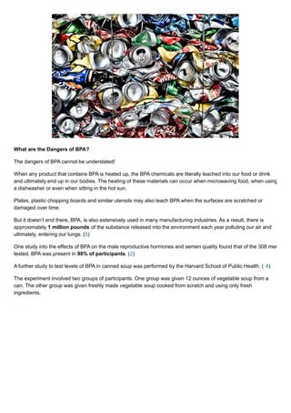 The Hidden Dangers Of BPA – Bisphenol A | PDF