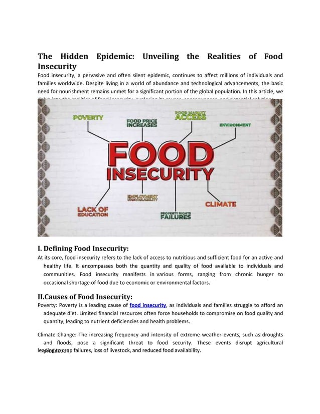 The Hidden Epidemic Unveiling the Realities of Food Insecurity.ppt ...
