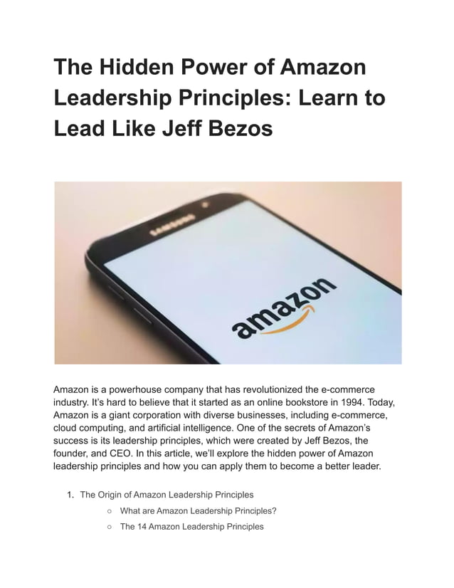 The Hidden Power of Amazon Leadership Principles Learn to Lead Like ...