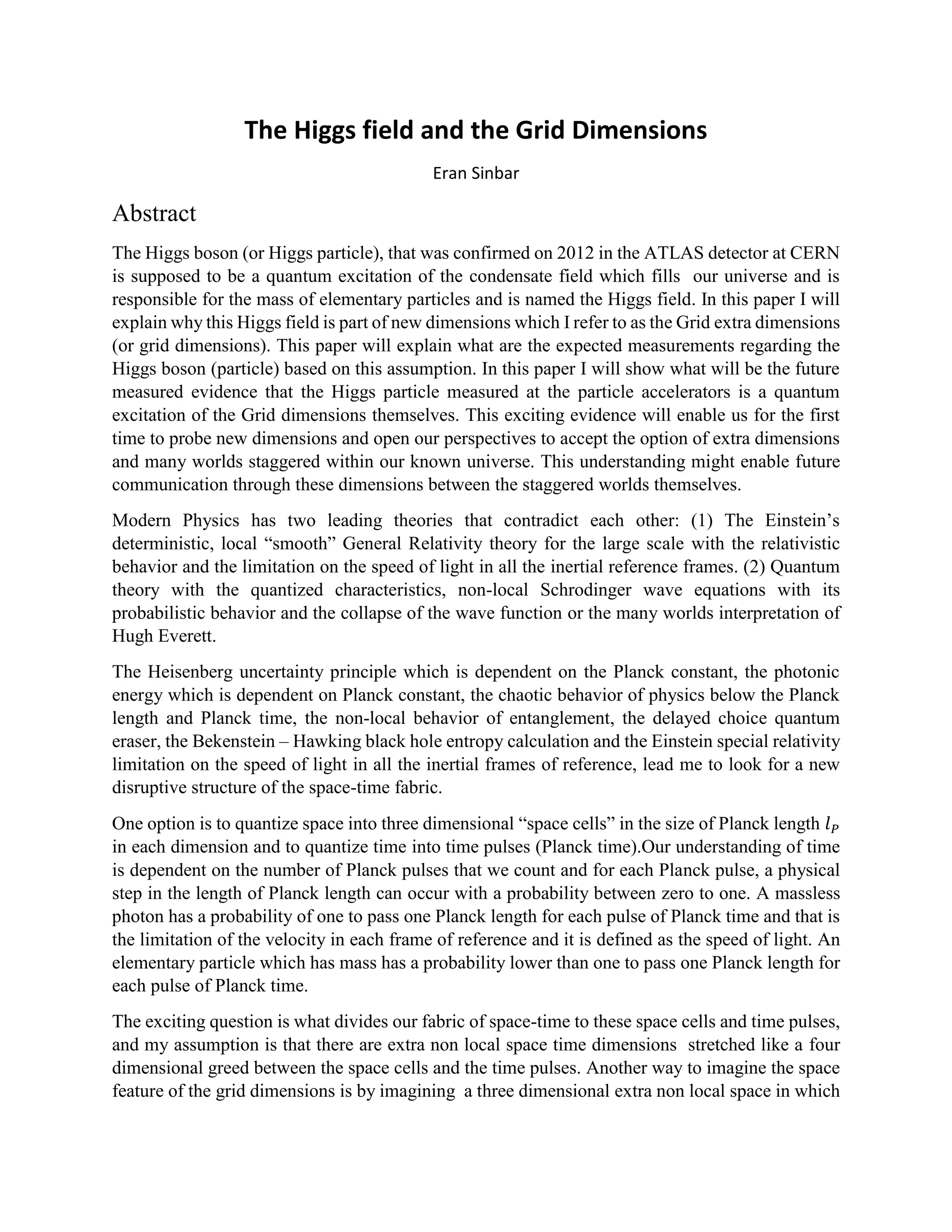 The higgs field and the grid dimensions | PDF