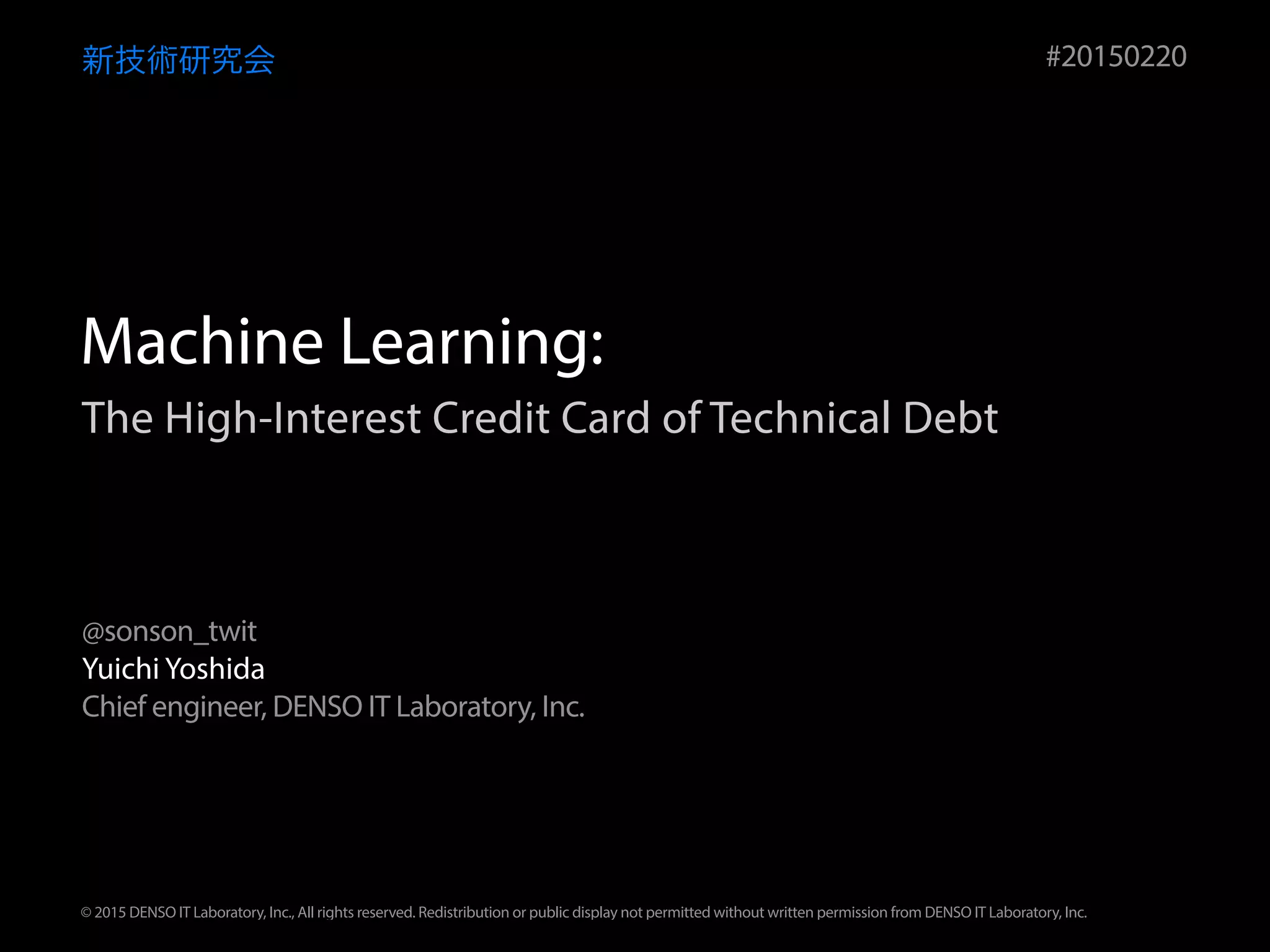 Machine Learning : The high interest credit card of technical debt | PPT