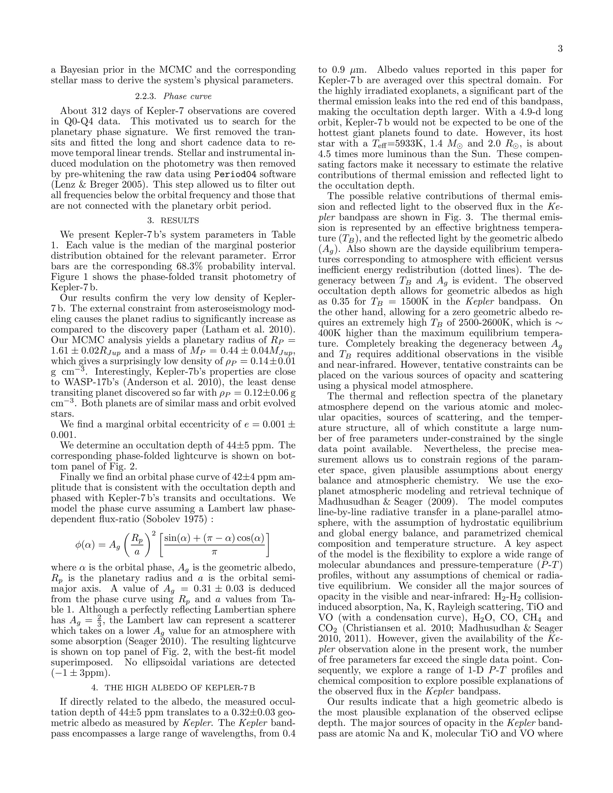 The high albedo of the hot jupiter kepler 7 b | PDF | Physics | Science