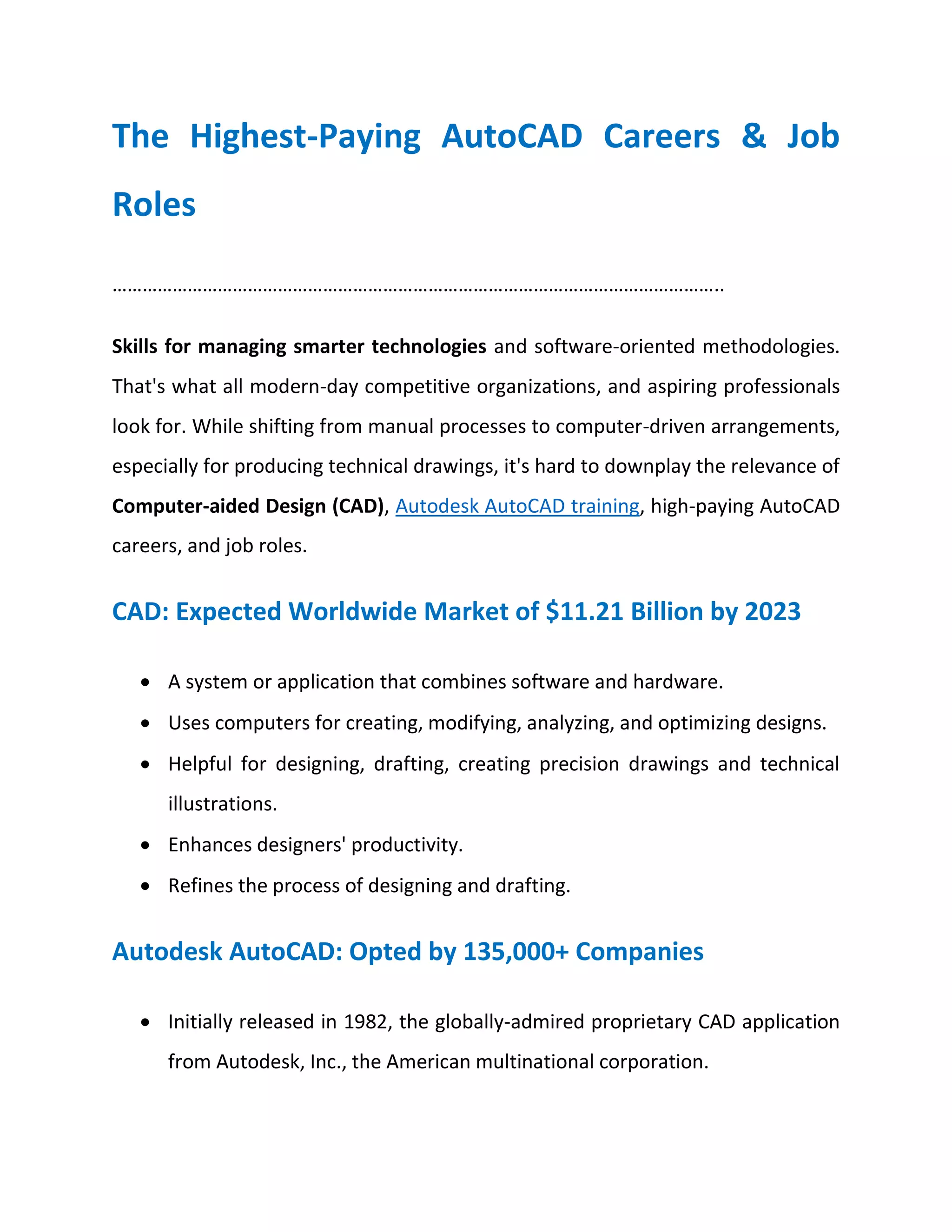 The Highest-Paying AutoCAD Careers & Job Roles - NetCom Learning | PDF