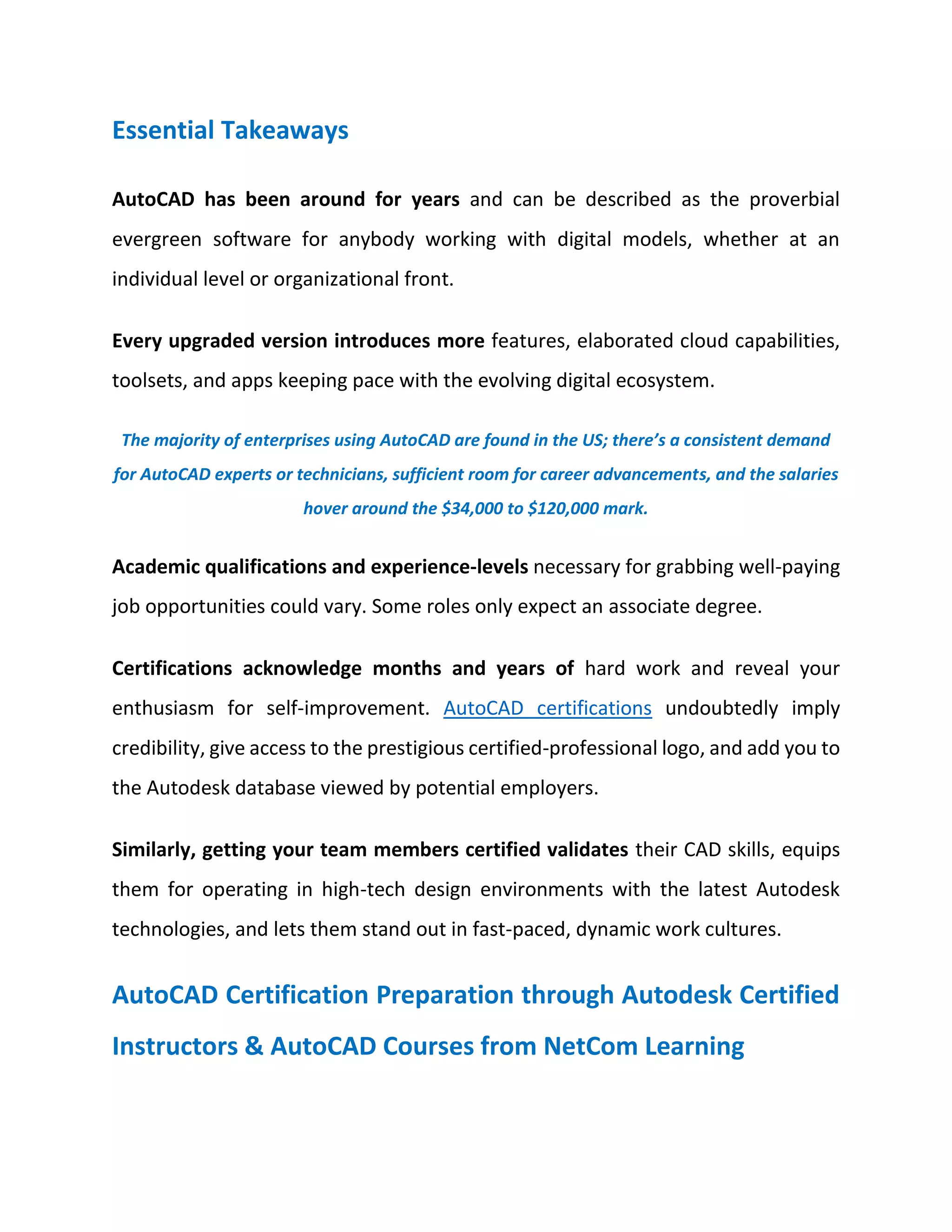 The Highest-Paying AutoCAD Careers & Job Roles - NetCom Learning | PDF