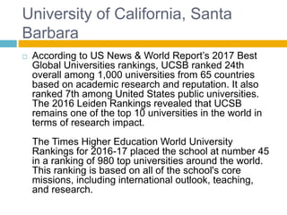 The Highly Ranked University of California, Santa Barbara | PPT