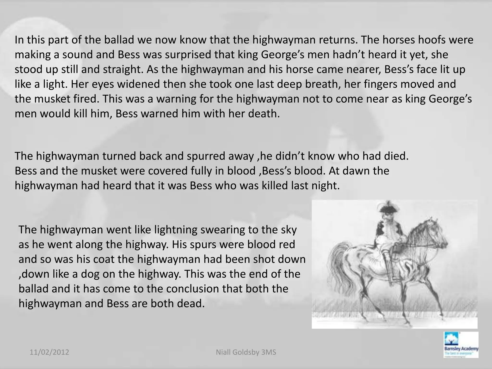 The highwayman ballad | PPTX | Arms & Ammunition | Sensitive Topics