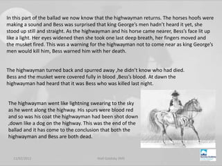 The highwayman ballad | PPTX | Arms & Ammunition | Sensitive Topics