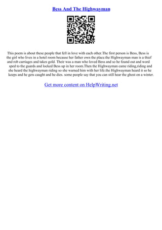 The Highwayman Essay | PDF | Poetry | Books and Literature