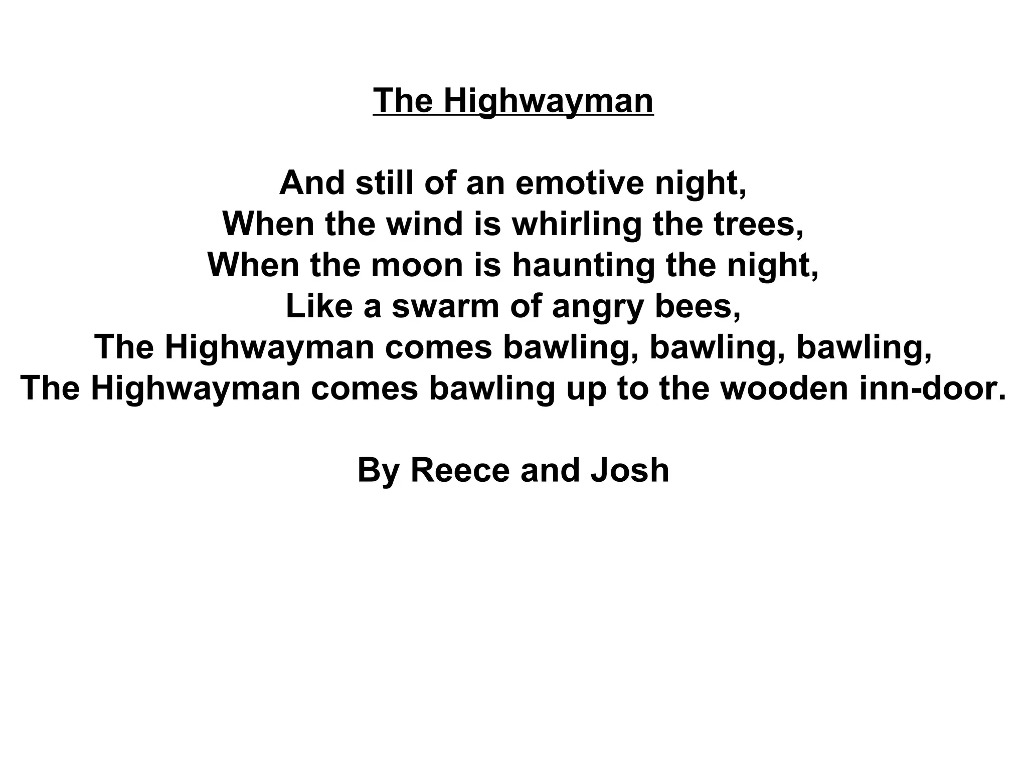 The Highwayman Ppt For Blog | PPT | Western | Genres