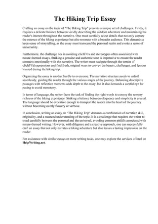 The Hiking Trip Essay. The hiking trip essay Ricky Martin | PDF