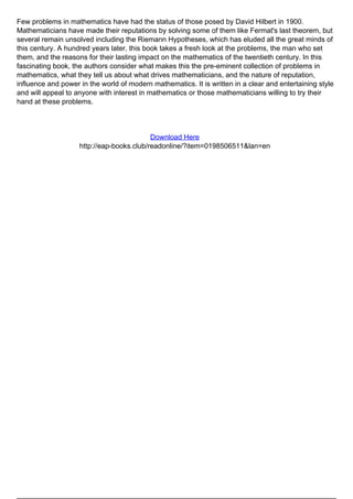 The hilbert challenge pdf | PDF