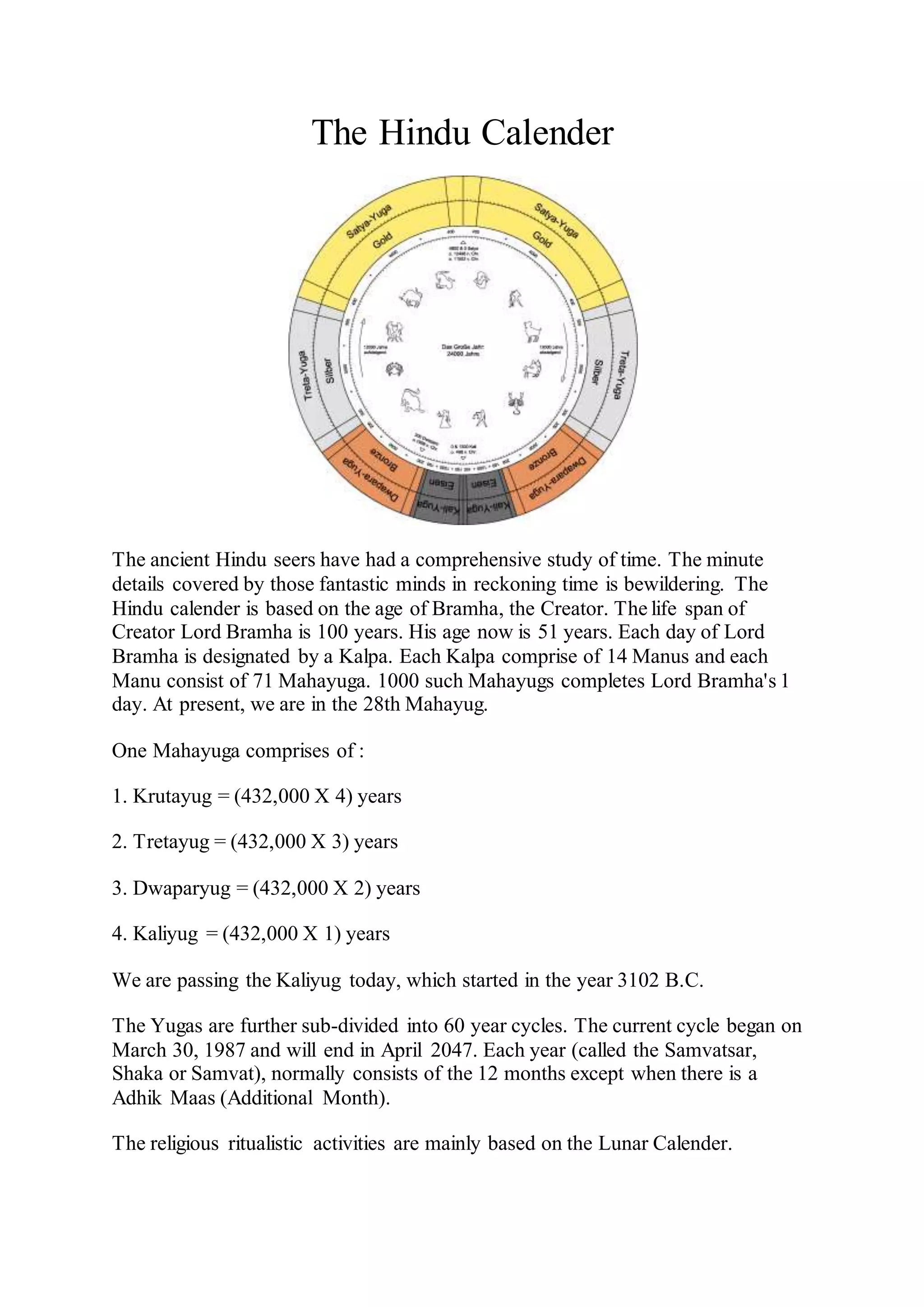 The hindu calender | DOCX | Hinduism | Religion & Spirituality