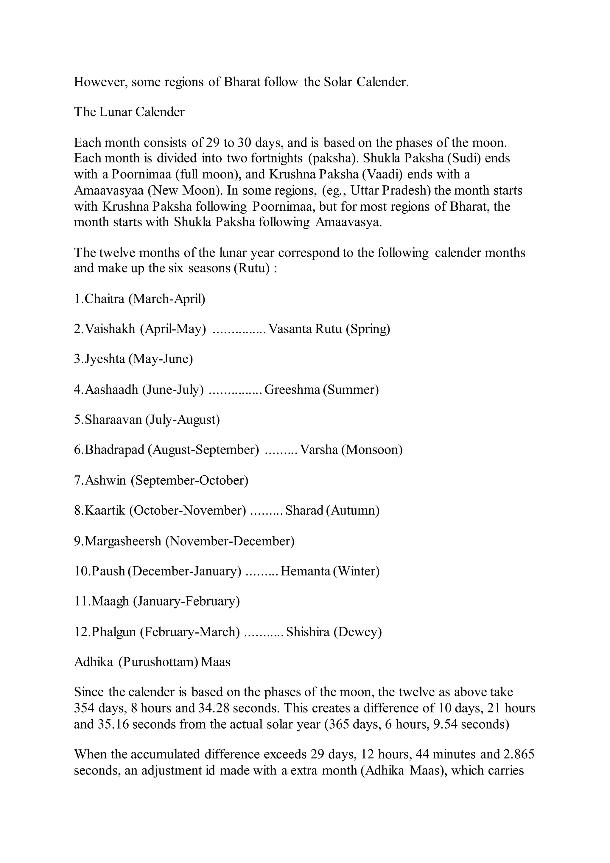 The hindu calender | DOCX | Hinduism | Religion & Spirituality