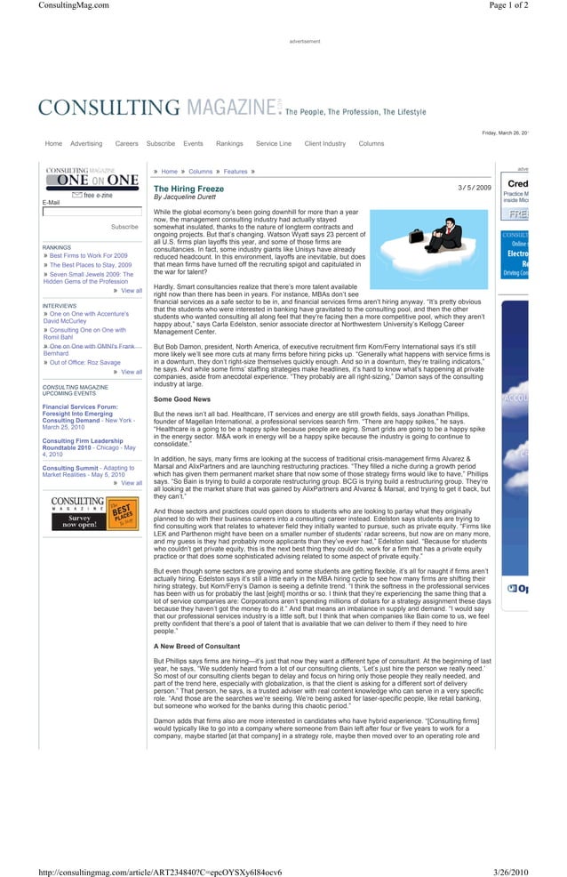 The Hiring Freeze (Consulting magazine) | PDF | Resume Writing and ...