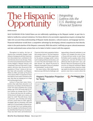 The Hispanic Opportunity, Integrating Latinos into the U.S. Banking and ...