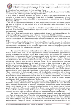 THE HISTORICAL AND GEOGRAPHICAL EFFECT OF SUGAOULI TREATY | PDF