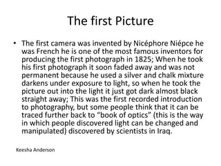 The historical development of photography and photographic purposes | PPT