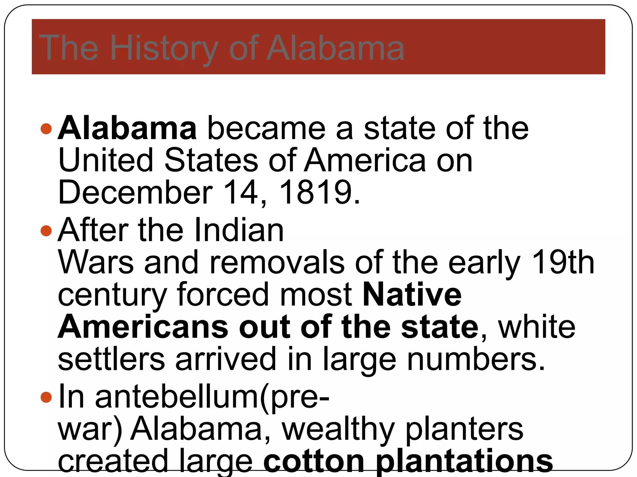The historical perspective of alabama | PPTX