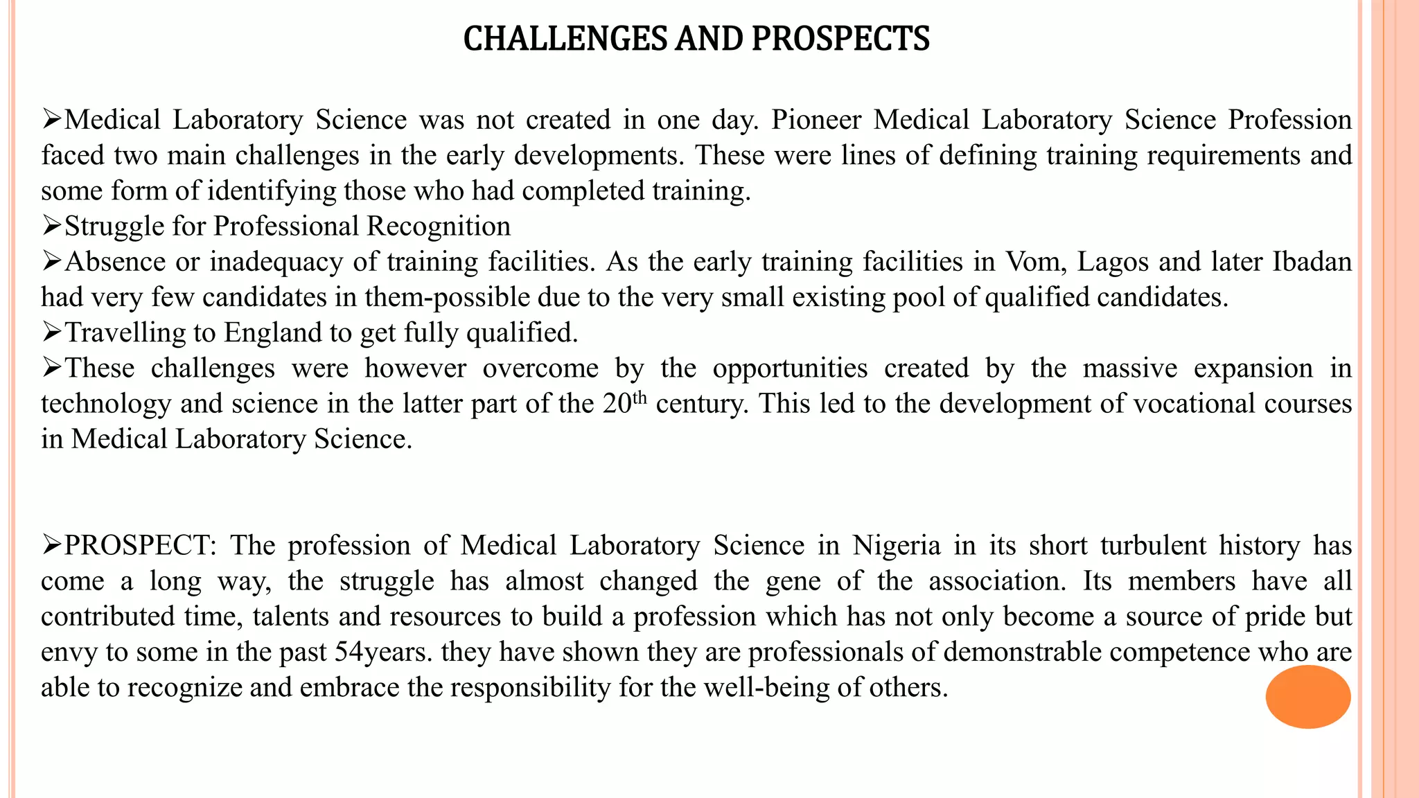 The history and development of medical laboratory science profession in nigeria | PPTX