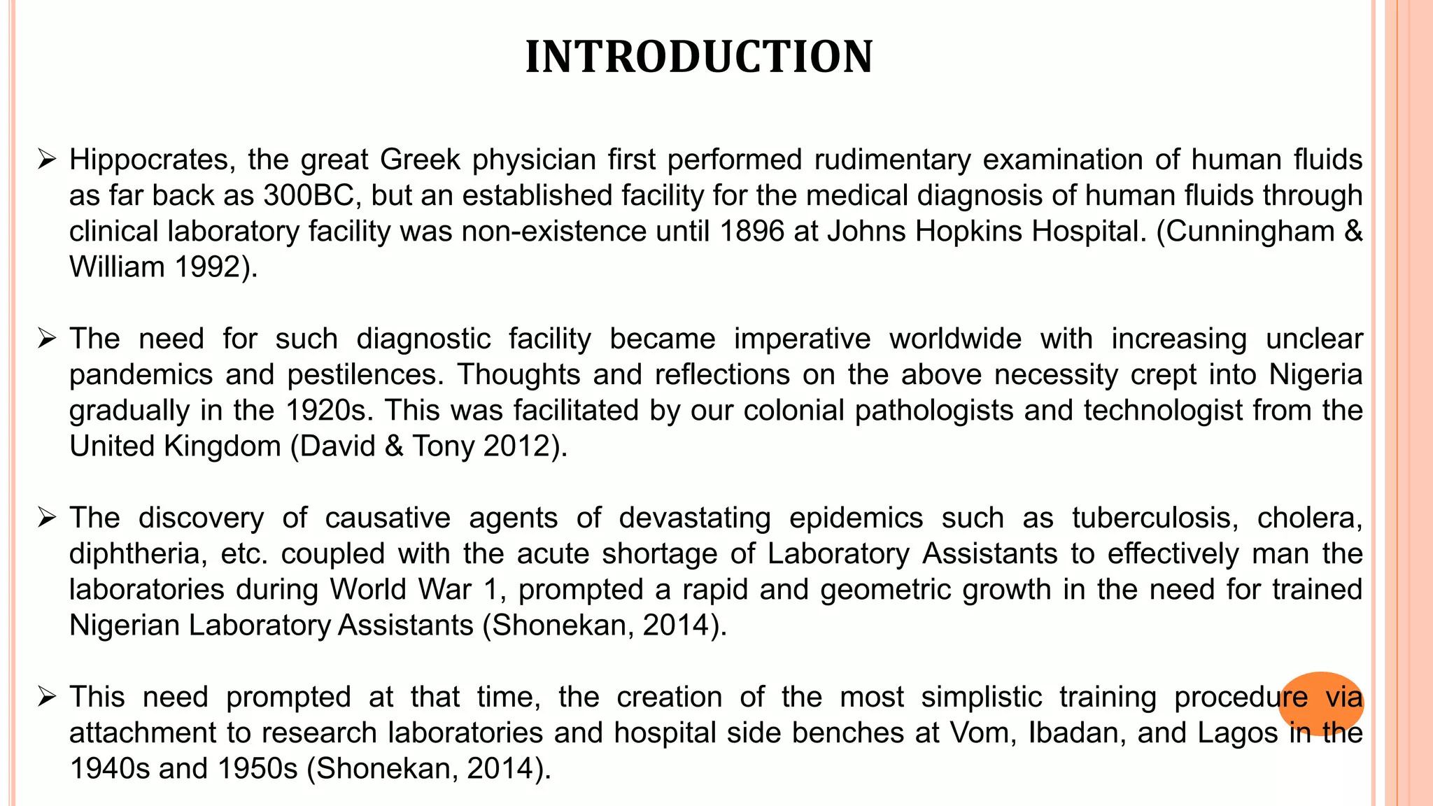 The history and development of medical laboratory science profession in ...