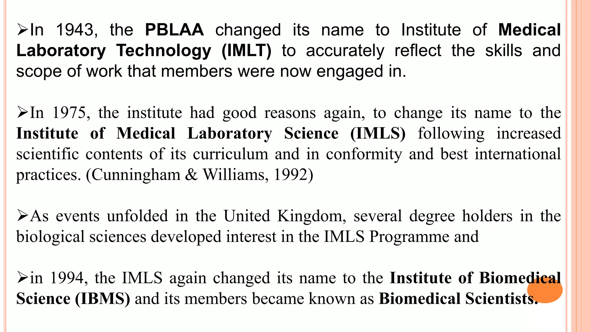 The history and development of medical laboratory science profession in nigeria | PPTX