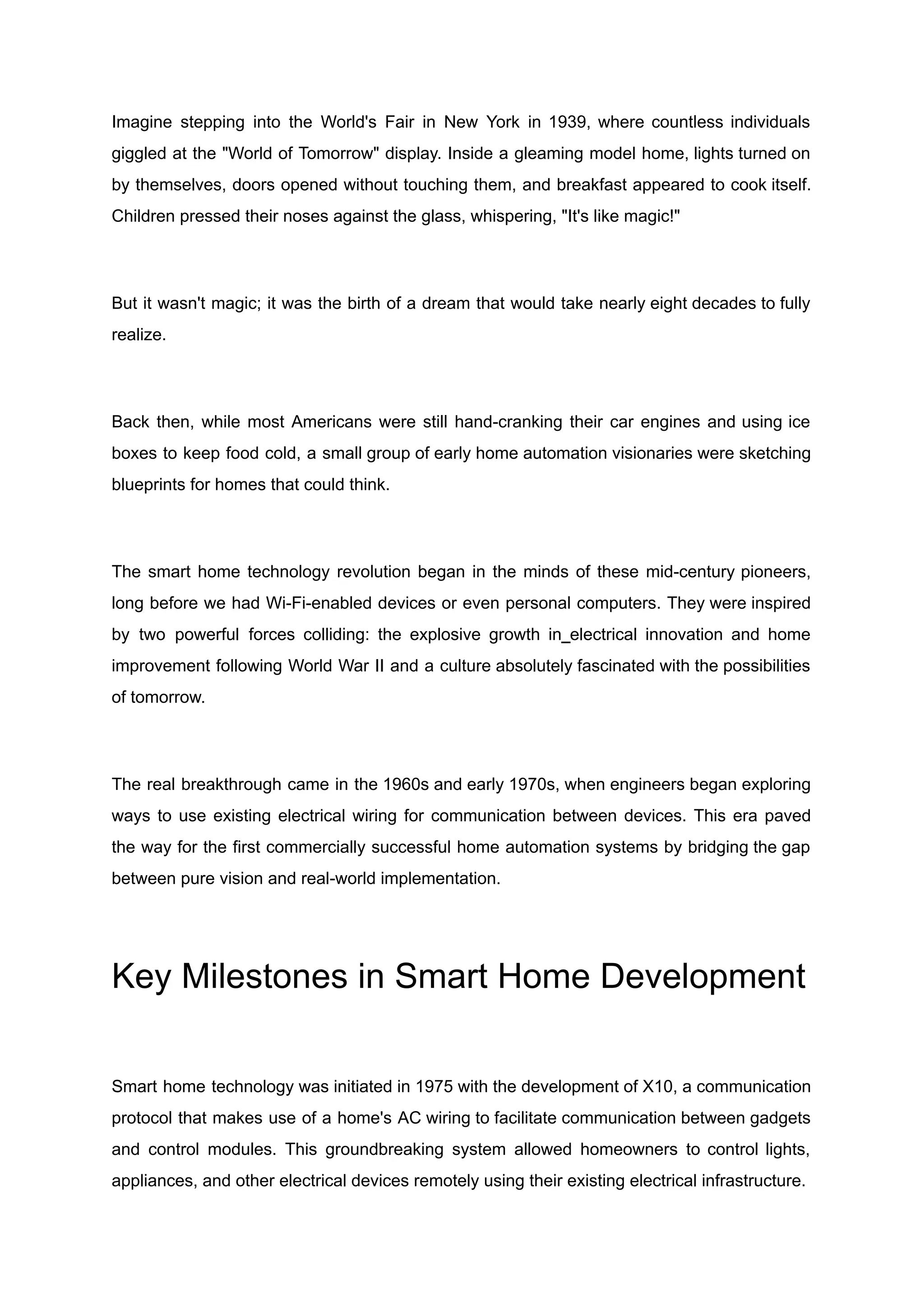 The History and Evolution of Smart Homes: From Automation to AI | PDF