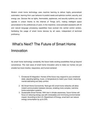 The History and Evolution of Smart Homes: From Automation to AI | PDF