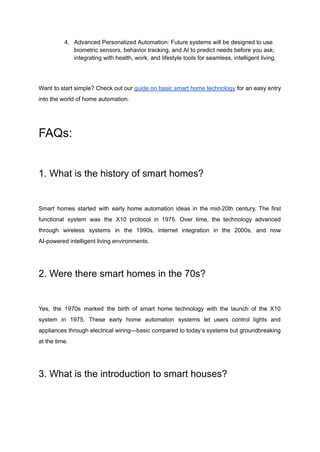 The History and Evolution of Smart Homes: From Automation to AI | PDF