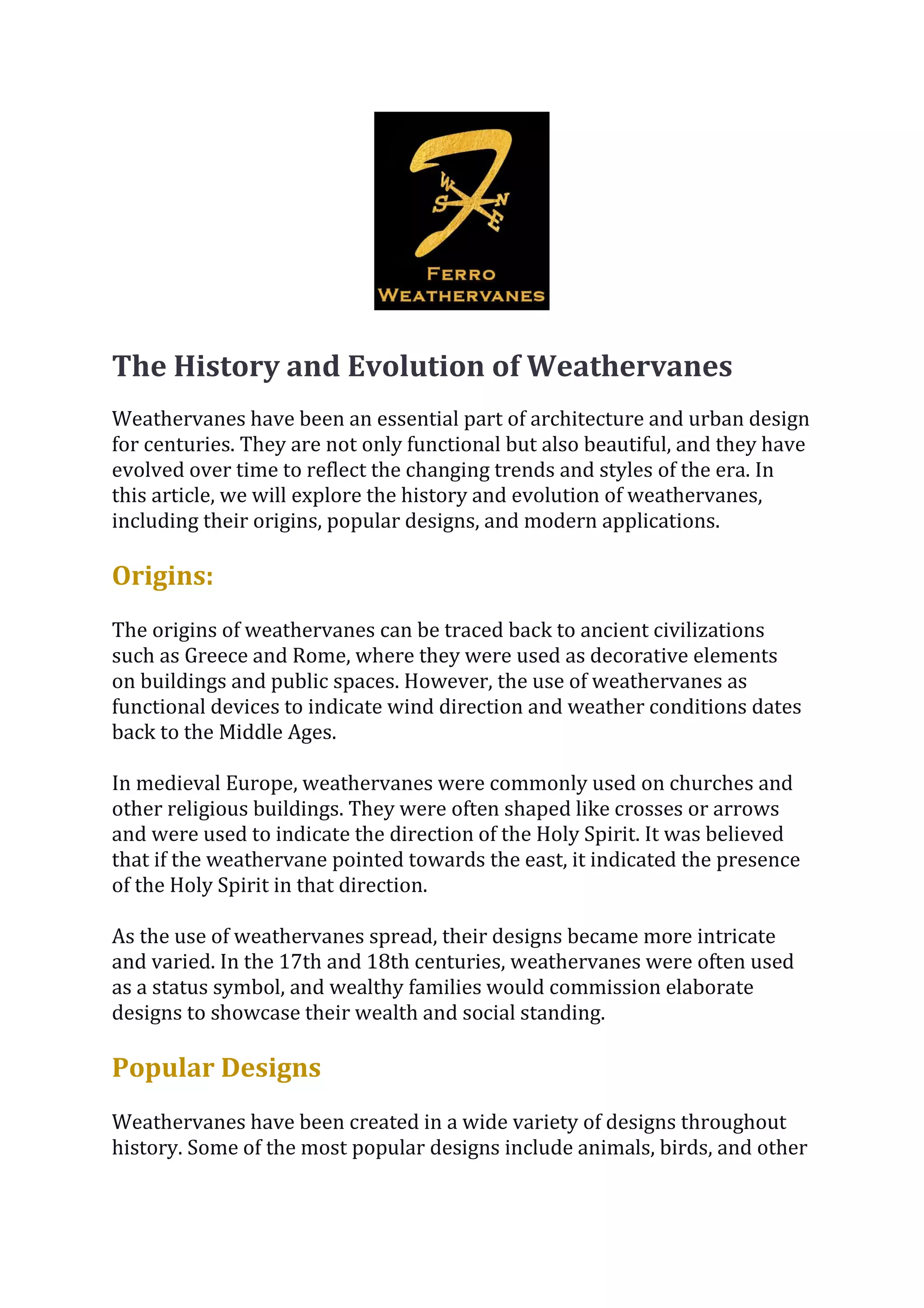 The History and Evolution of Weathervanes.pdf