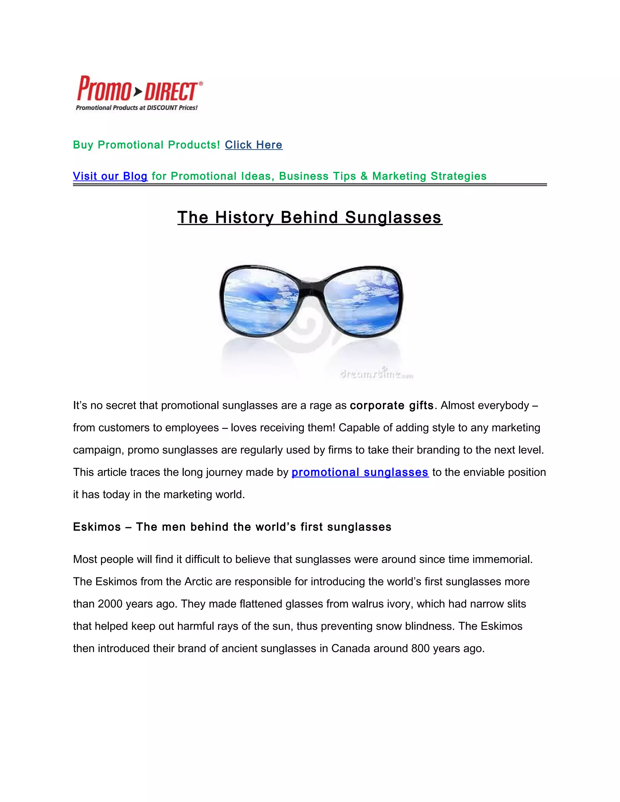 The History Behind Sunglasses | DOC