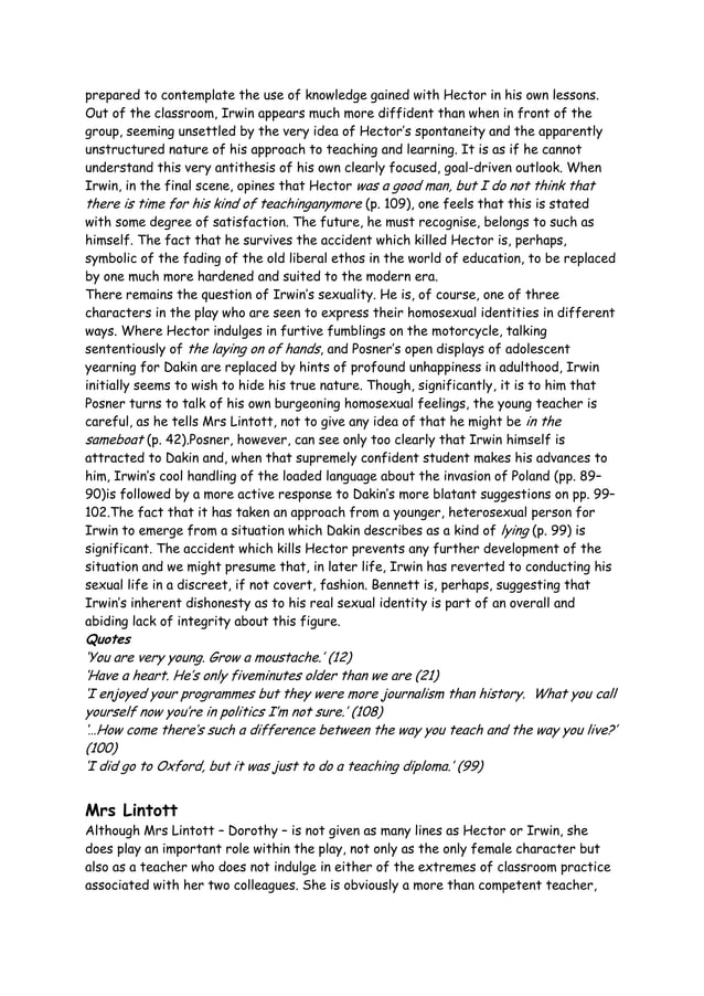 The history boys revision guide | PDF