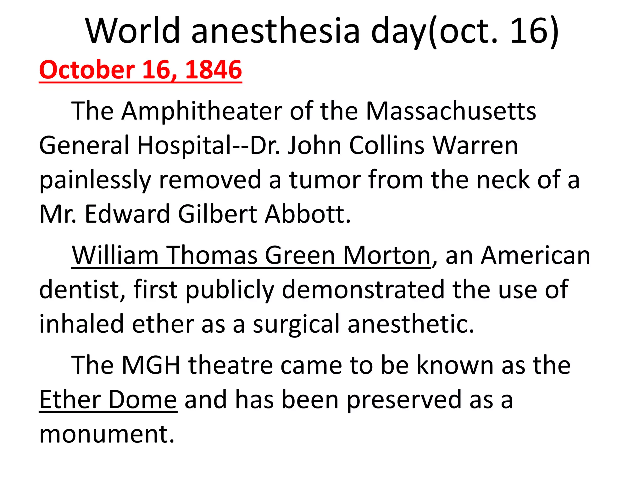 The history of anesthesia -ppt. | PPTX