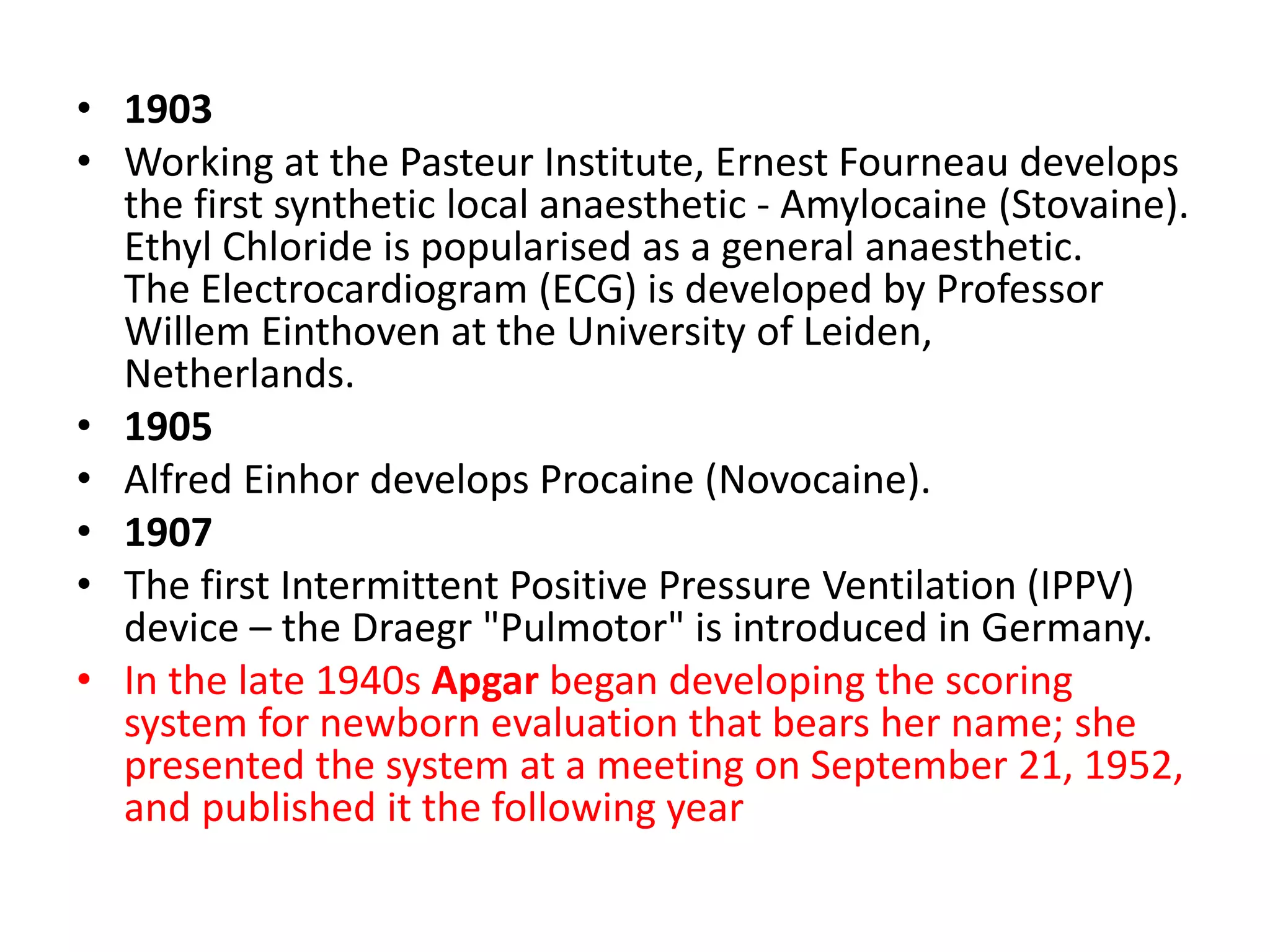 The history of anesthesia -ppt. | PPTX