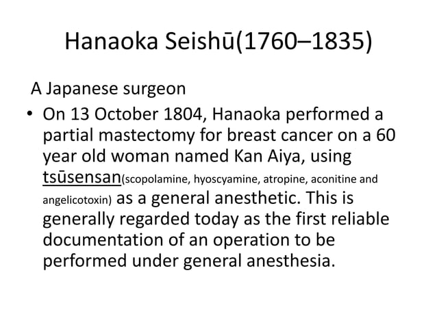 The history of anesthesia -ppt. | PPTX