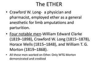The history of anesthesia -ppt. | PPTX