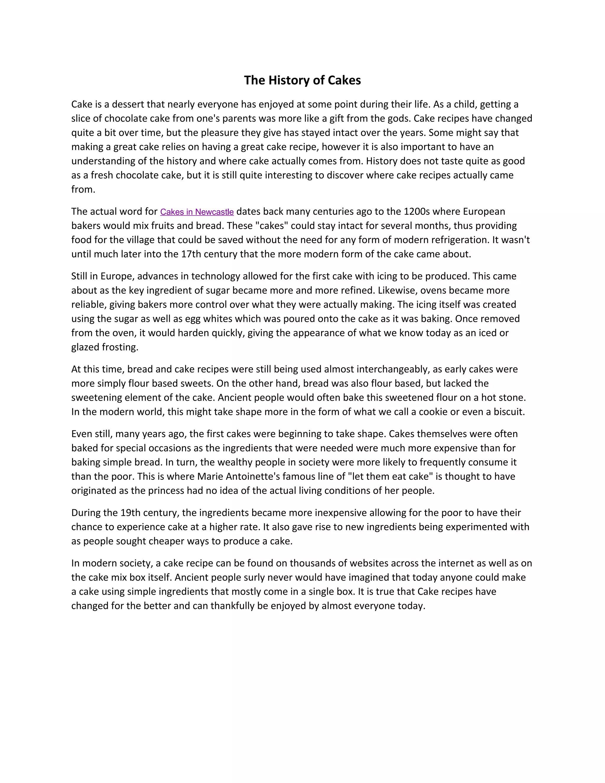 The history of cakes | DOC