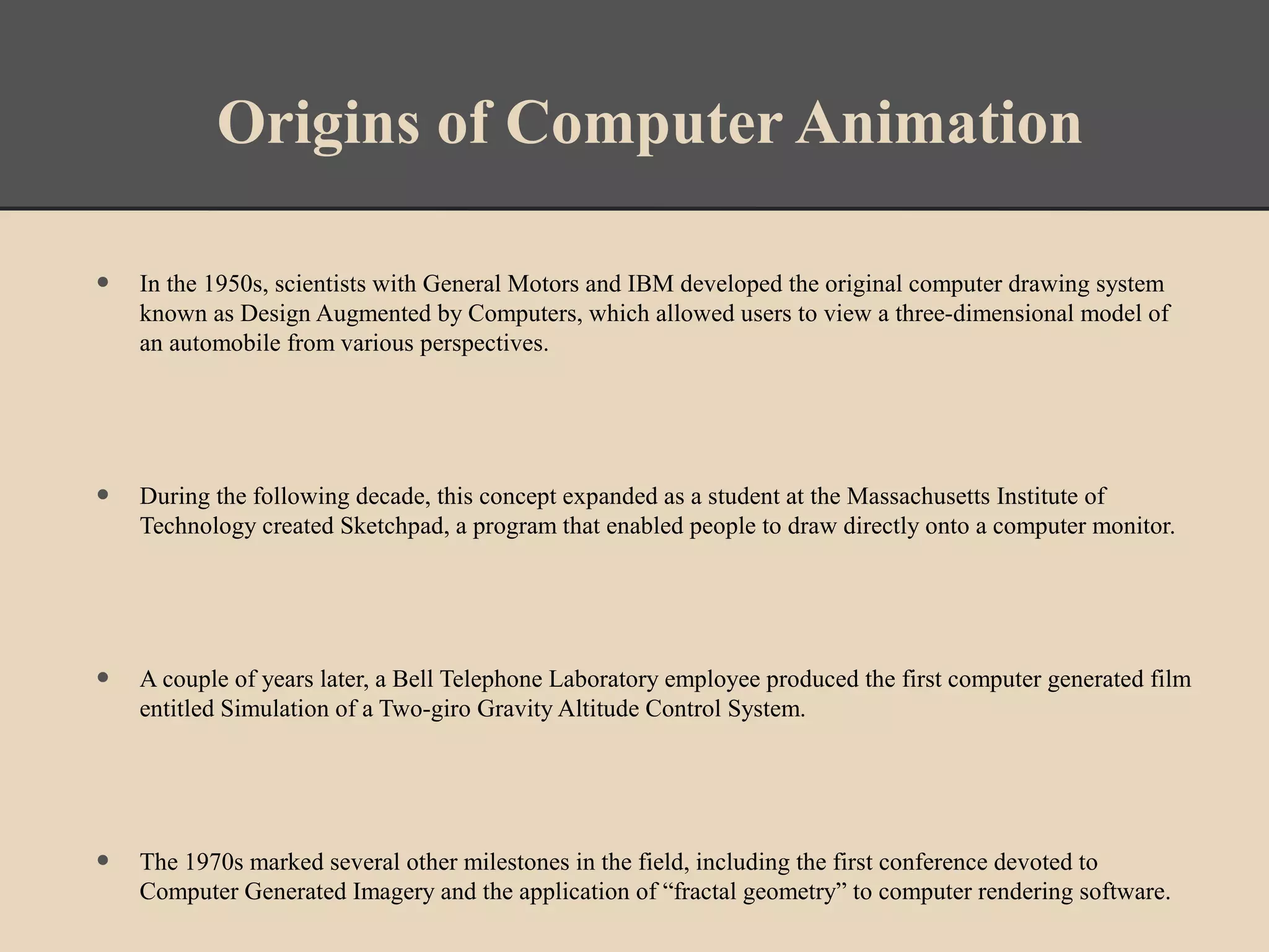 The history of computer animation | PPT | Computer Animation | Computer Software and Applications