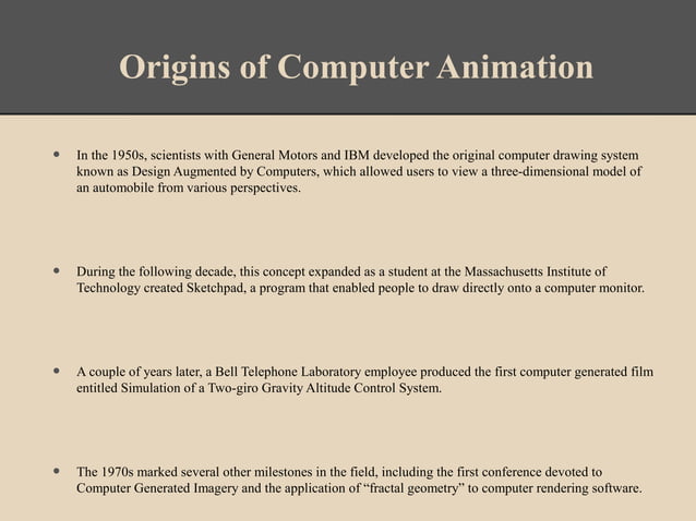 The history of computer animation | PPT | Computer Animation | Computer Software and Applications