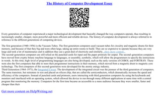 The History Of Computer Development Essay | PDF | Computing ...