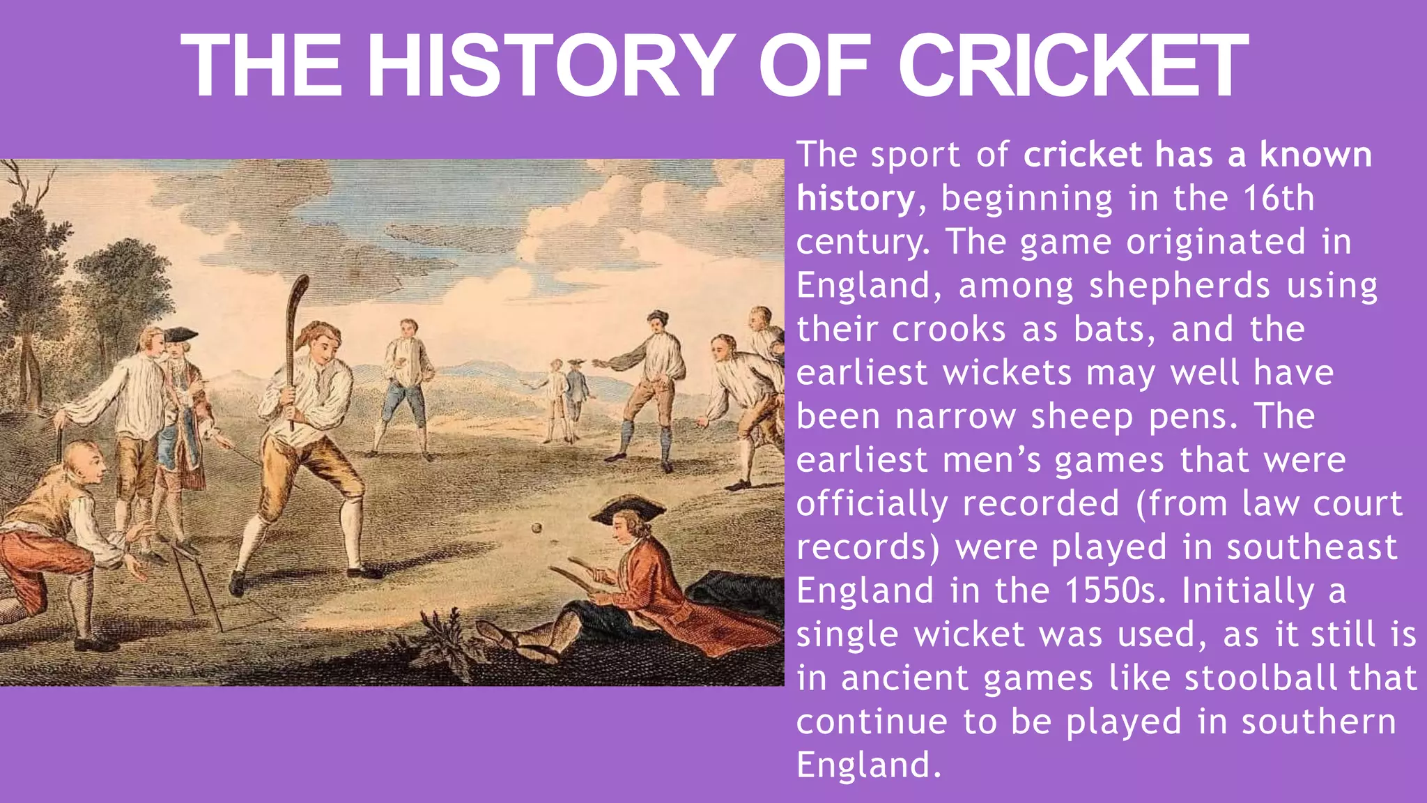 The history of cricket | PPTX | Cricket | Sports
