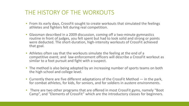 The History of CrossFit | PPTX | Participant Sports | Fitness and Exercise