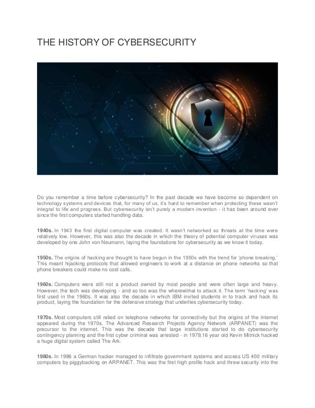 The History of Cybersecurity - Servnet.pdf | Internet | Computing