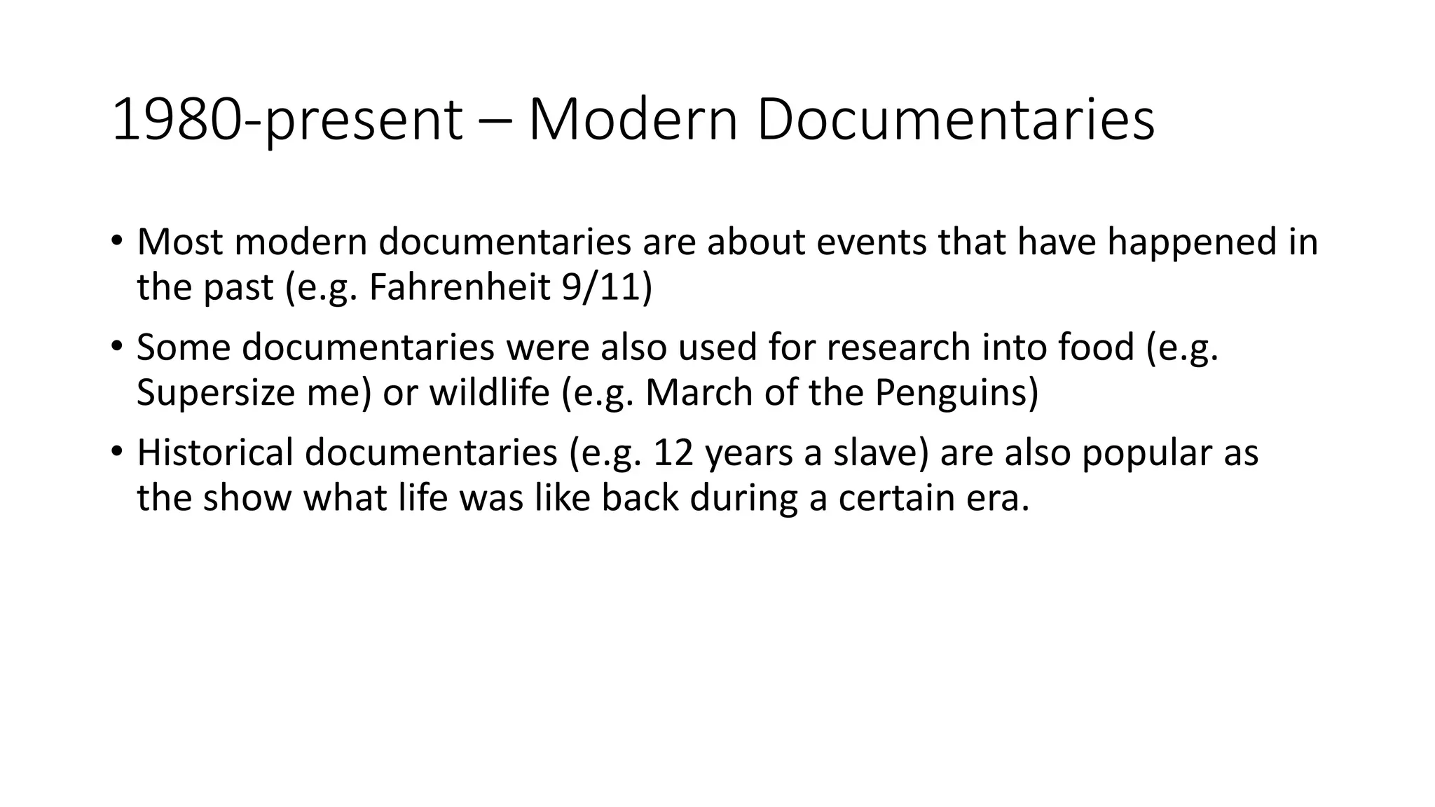The history of documentary films | PPTX