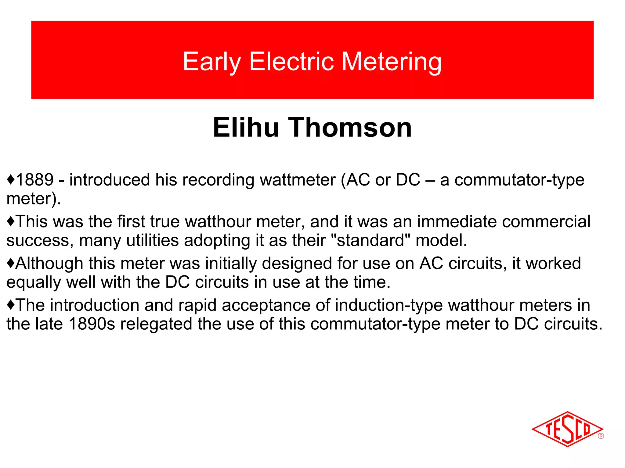 The History Of Electric Metering (UMMA Winter Conference 2018) | PPT