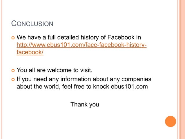 Face Facebook: The History of Facebook | PPTX | Social Networking ...