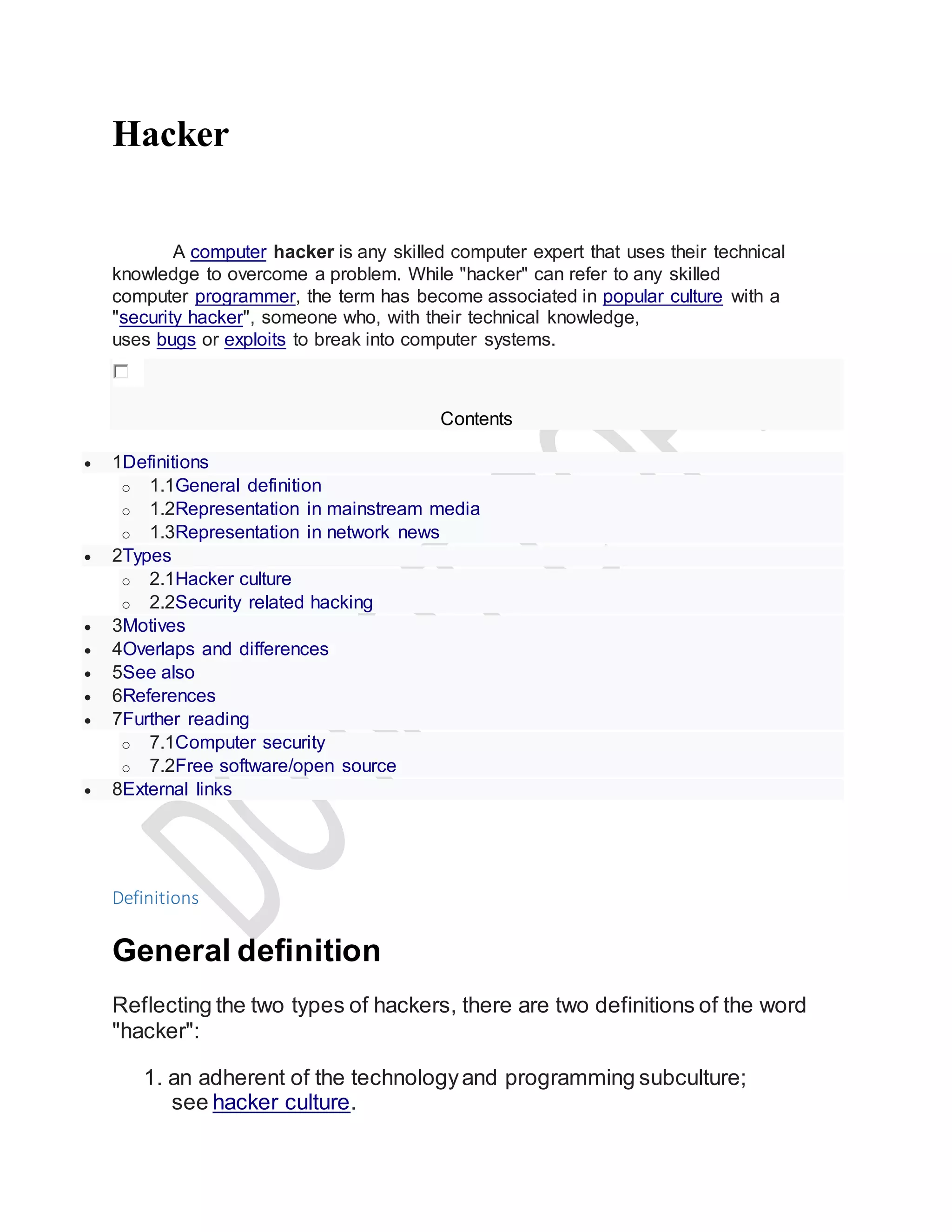 The history of hackers lab 2 of ict | DOCX