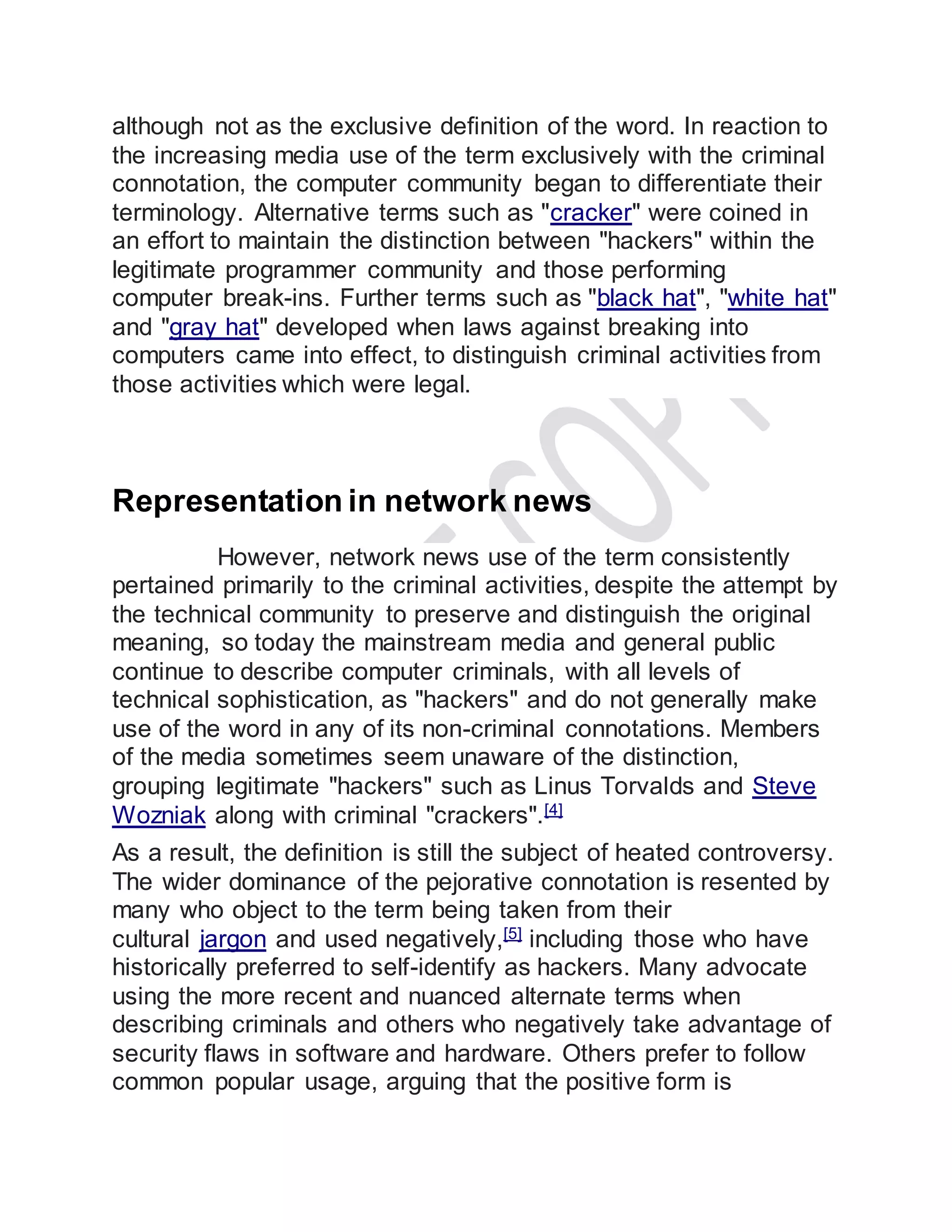 The history of hackers lab 2 of ict | DOCX