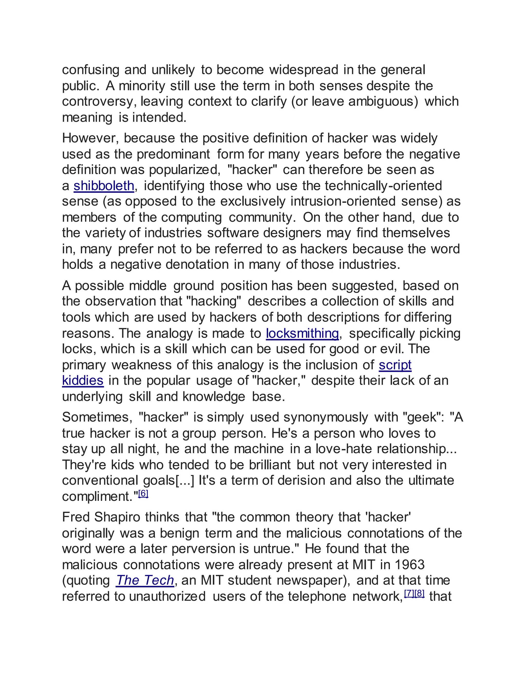 The history of hackers lab 2 of ict | DOCX