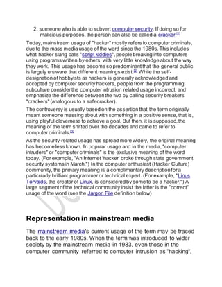 The history of hackers lab 2 of ict | PDF