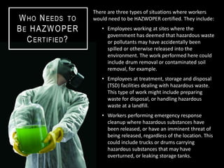 The History of HAZWOPER: Hazardous Waste Operations and Emergency ...